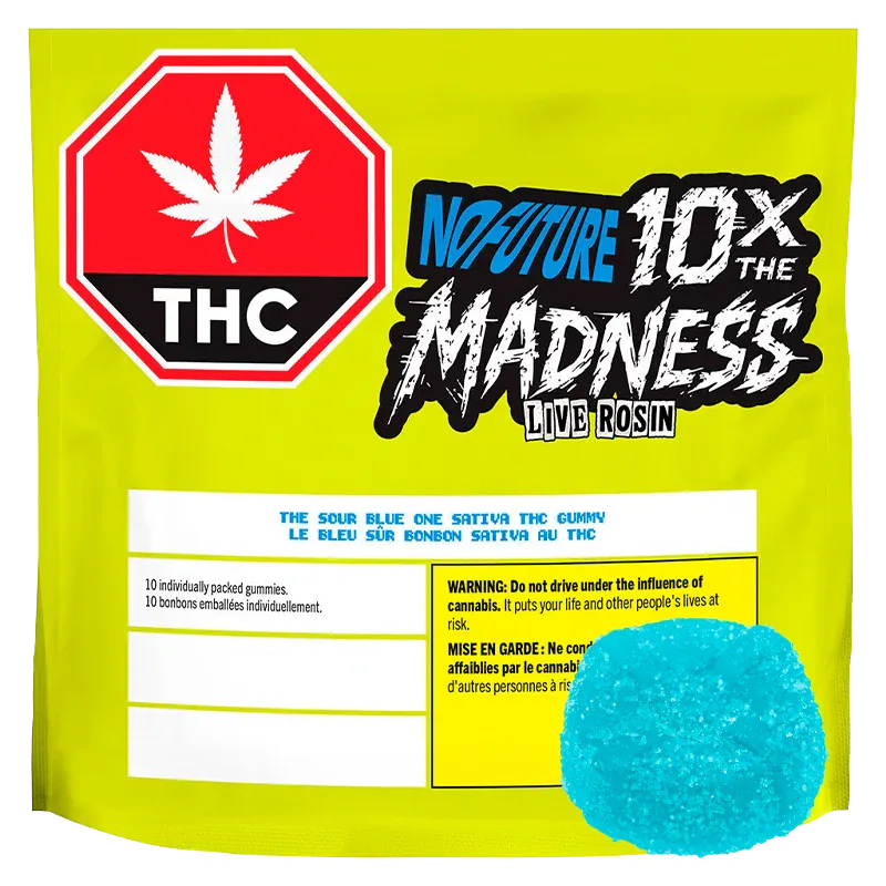 The Sour Blue One Live Rosin - 10 X 10mg Sativa Gummies | No Future ...